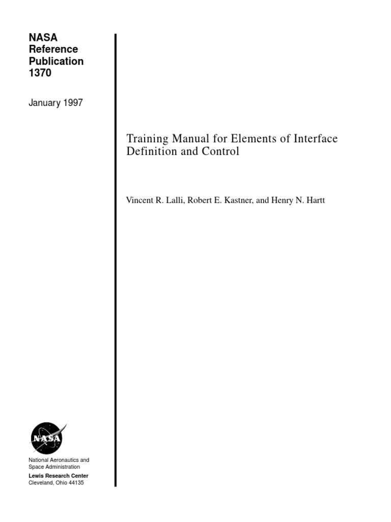 Rp1370 - NASA Training Manual For Elements of Interface Definition and ...