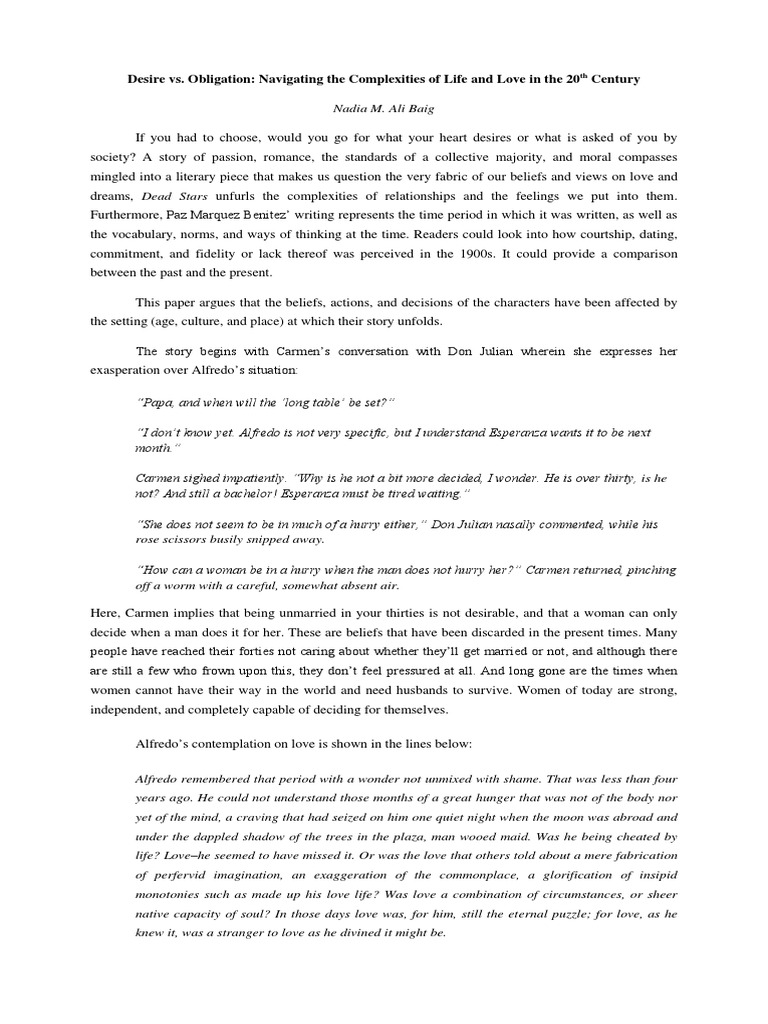 Critique Paper (Dead Stars) | Download Free PDF | Romance (Love) | Greed