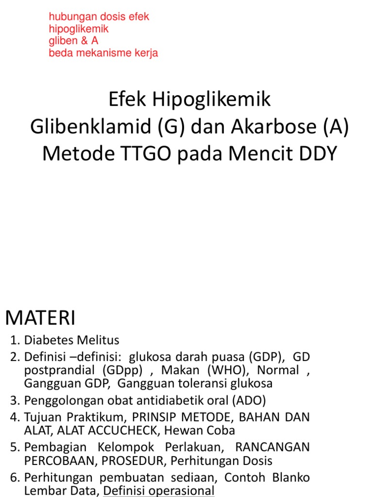 Dosis-Efek - TTGO Gliben-Akarbose | PDF