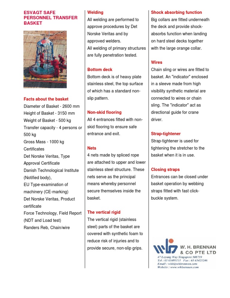 Esvagt Safe Personnel Transfer Basket | PDF | Welding | Construction