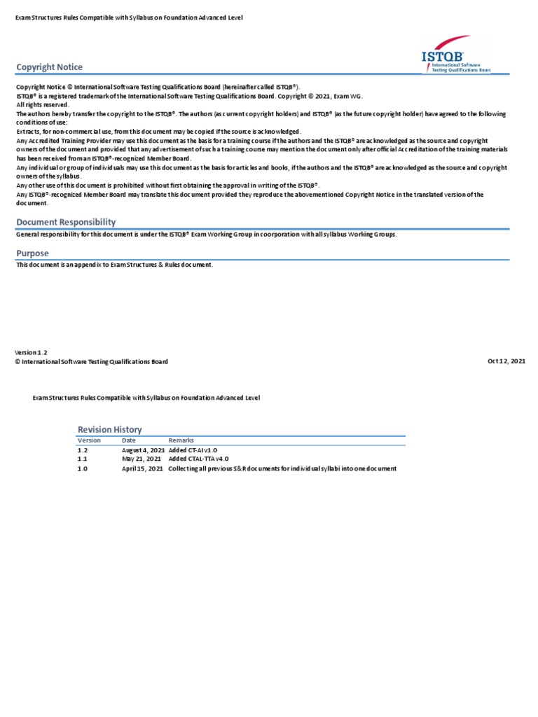 ISTQB Exam Structure Tables | PDF | International Software Testing ...
