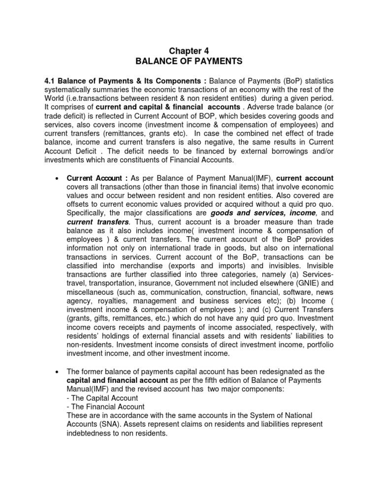4.1 Balance of Payments & Its Components: Balance of Payments (Bop ...