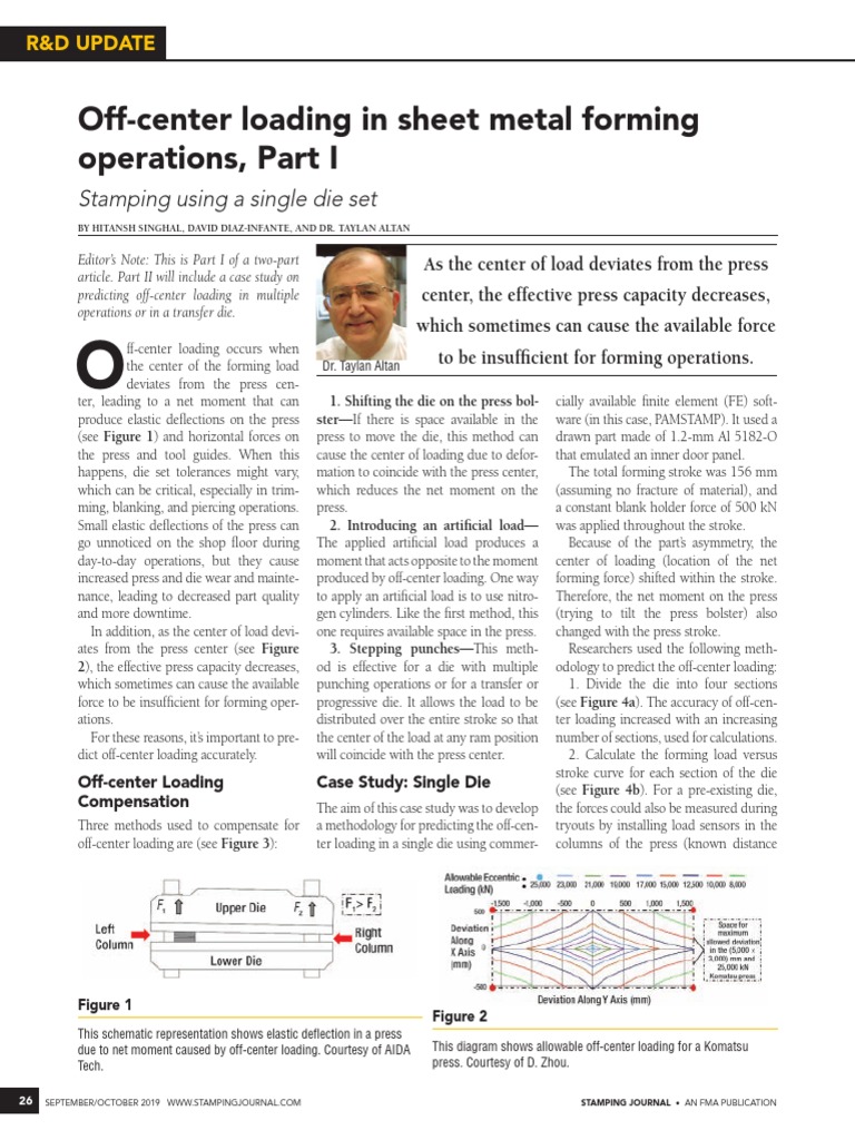 Off-Center Loading in Sheet Metal Forming Operations, Part I | PDF ...