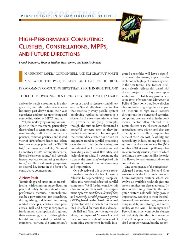 158 2005 High Performance Computing Clusters Conslellations Mpps and Future Directions | PDF ...
