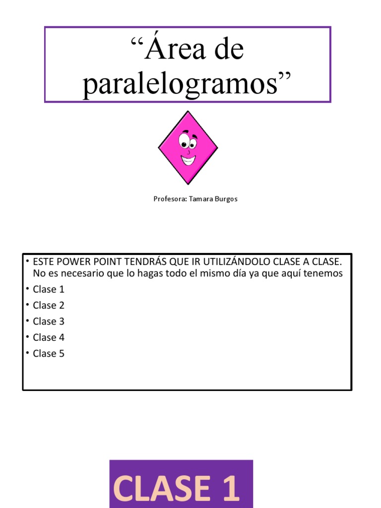 7° 2 MATEMATICA - PPT - CLASE 12345 Área de Paralelogramos | PDF ...