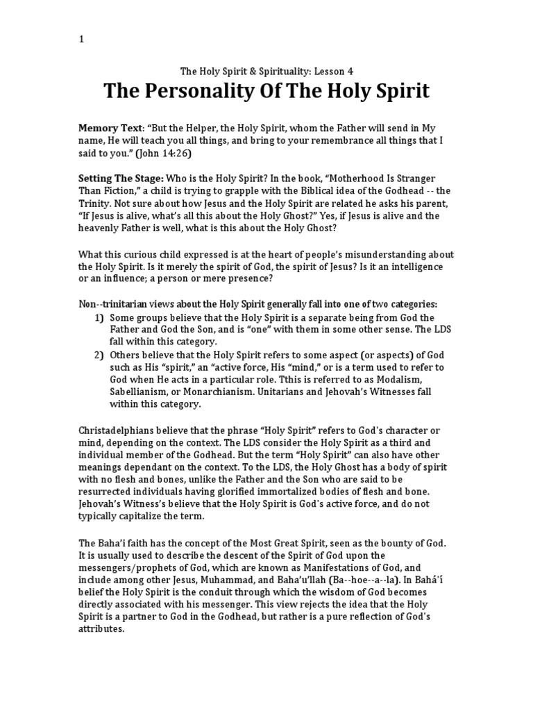 4 HolySpirit The Personality of The Holy Spirit | PDF | Holy Spirit ...