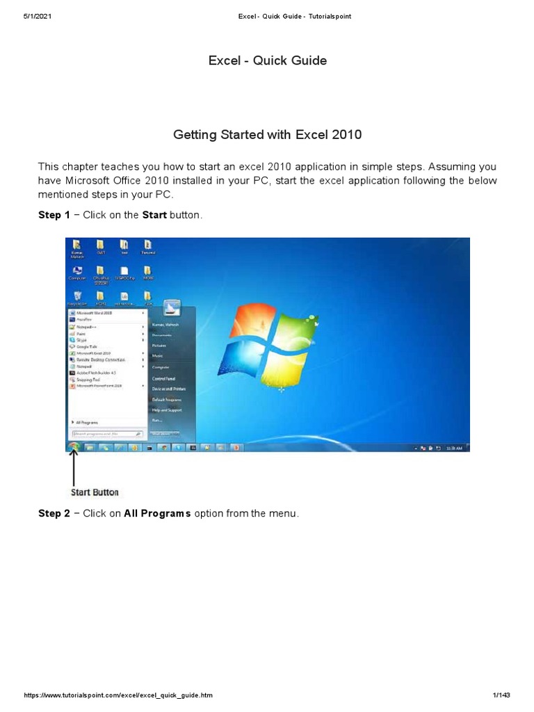 Excel - Quick Guide - Tutorialspoint | Download Free PDF | Microsoft ...