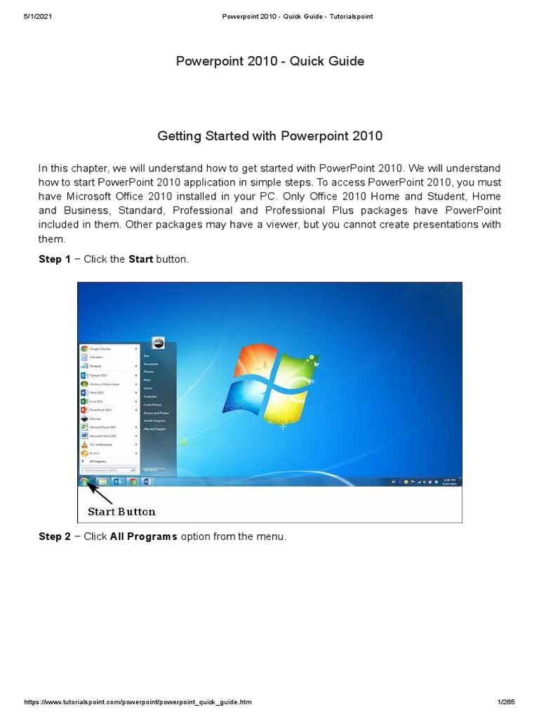 Powerpoint 2010 - Quick Guide - Tutorialspoint | PDF | Microsoft Office 2010 | Microsoft Power Point