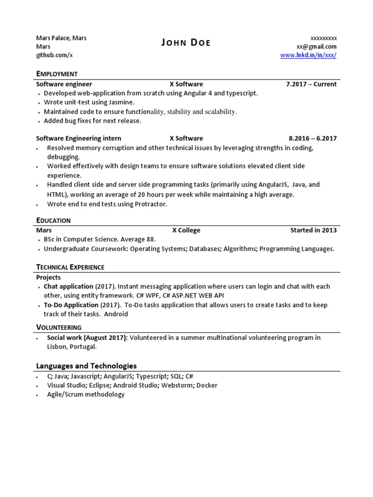 CV - John Doe - New | PDF