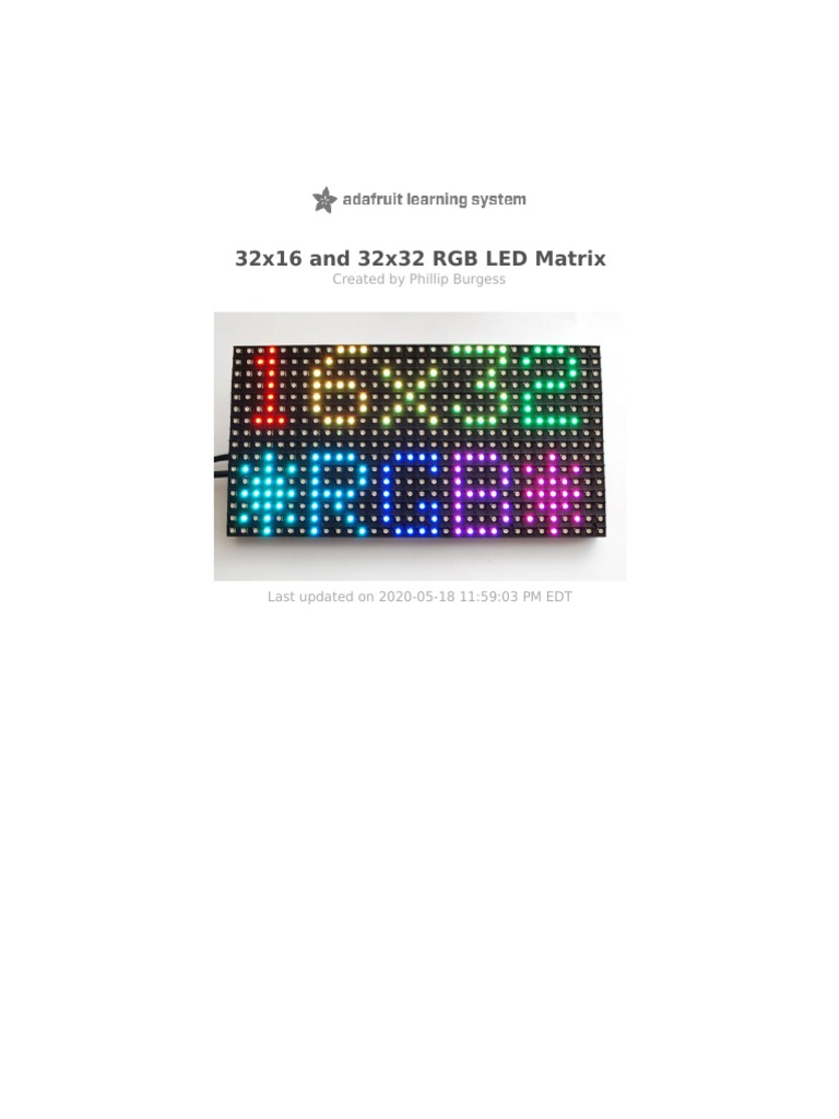 32x16 32x32 RGB Led Matrix | PDF | Electrical Connector | Arduino