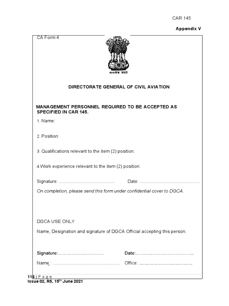 Form 4 - CAR 145 | PDF