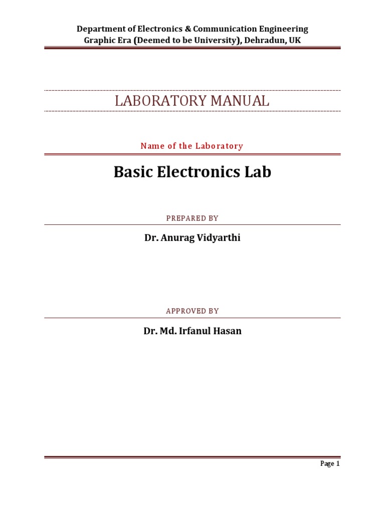 Basic Electronics Lab: Laboratory Manual | PDF | Rectifier | Electrical Engineering