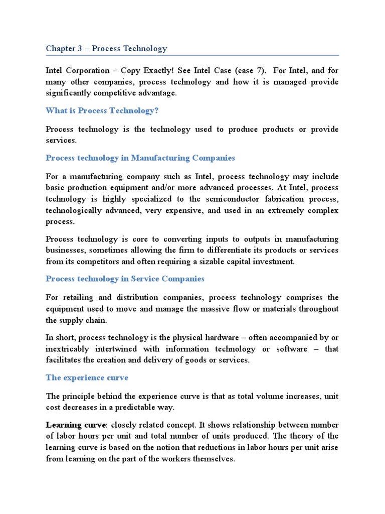 Process Technology Strategy | PDF | Strategic Management | Labour Economics