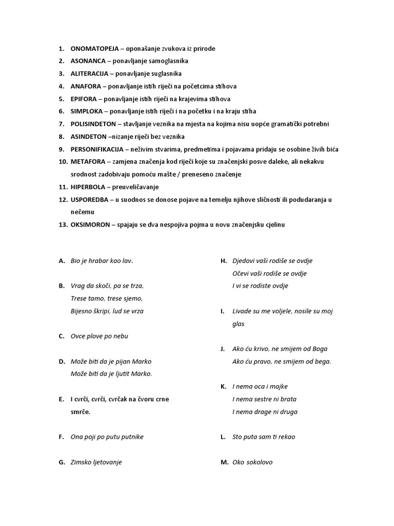 Stilske Figure Vježba | PDF