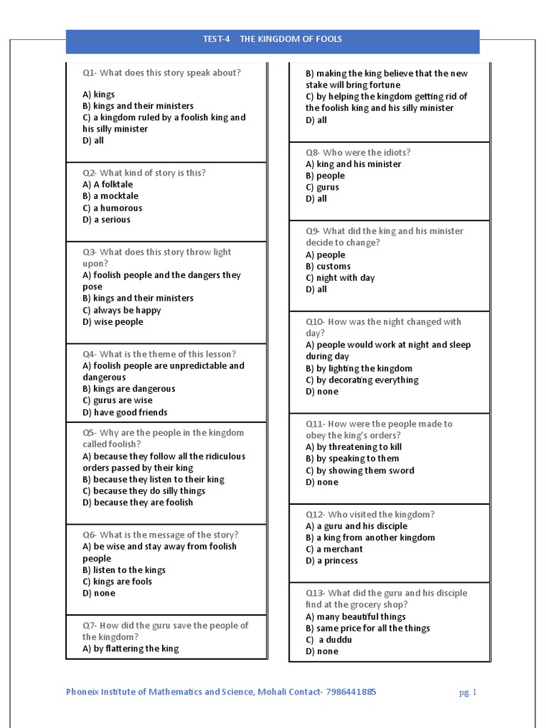 The Foolish Kingdom: A Story About the Dangers of Rule by Folly | PDF ...