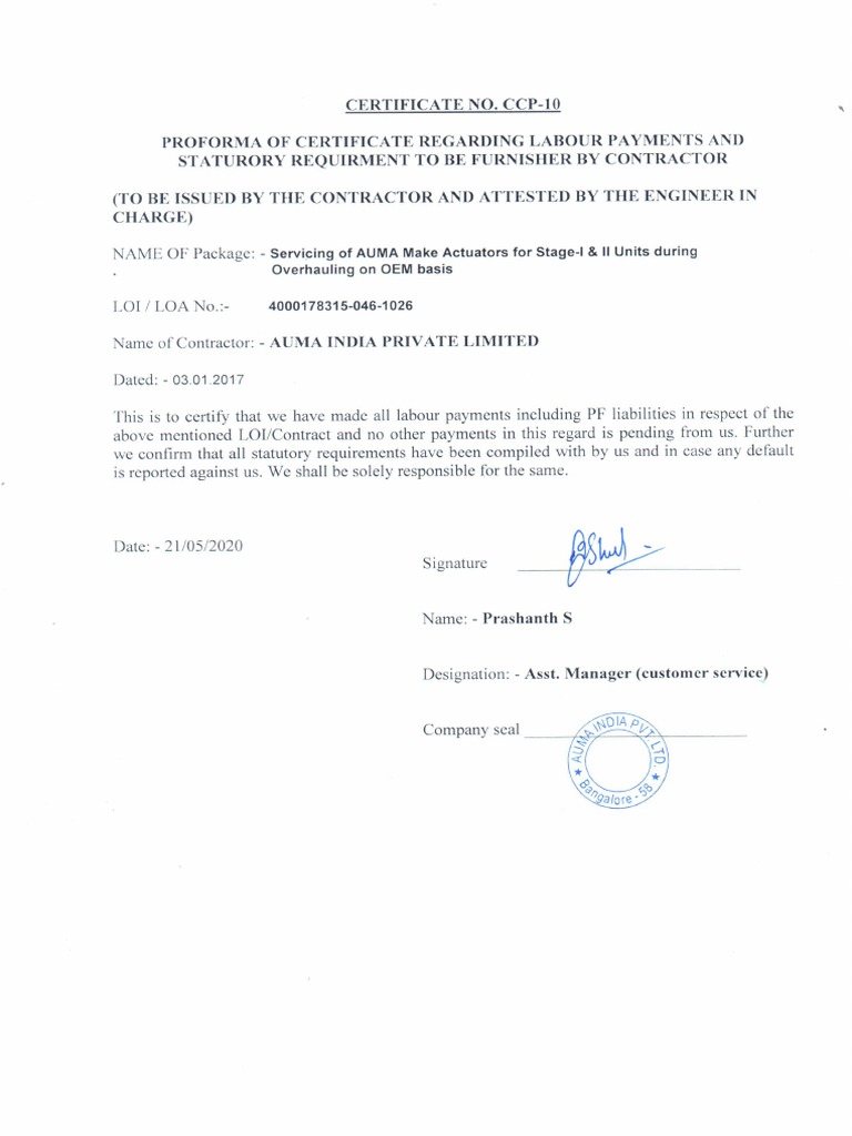 Certificate No. Ccp-10 | PDF