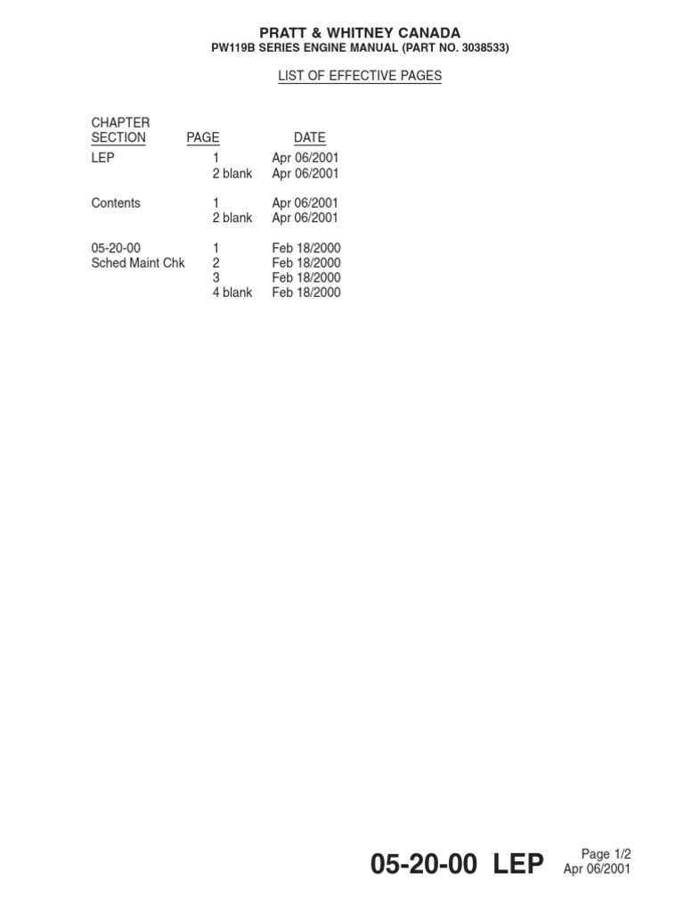 Pratt & Whitney Canada: List of Effective Pages | PDF | Vehicle ...
