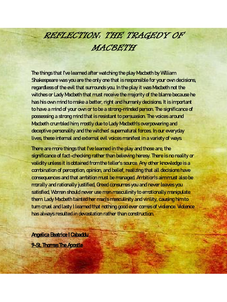 Macbeth Reflection | PDF