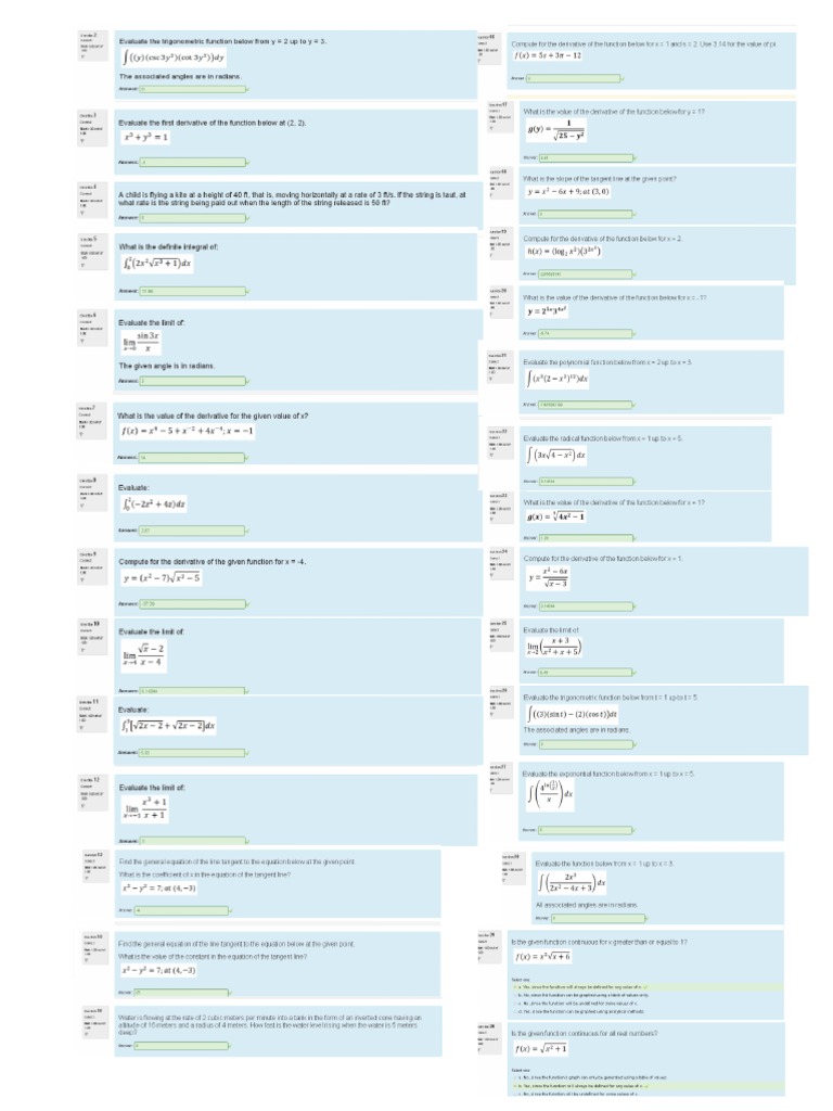 Basic Calculus Exam | PDF