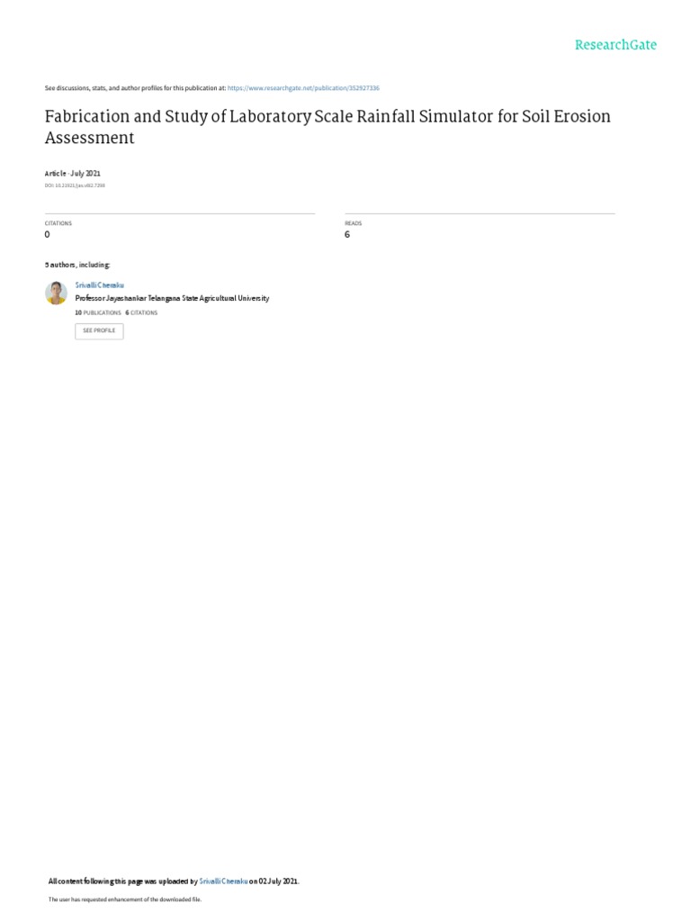 Laboratory Rainfall Simulator for Erosion | PDF | Surface Runoff | Soil