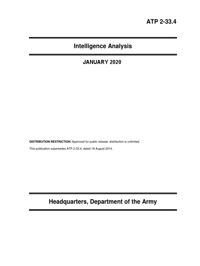 Atp2-33-4 Intelligence Analysis - Junary 2020 | PDF | Intelligence Analysis | Military Intelligence