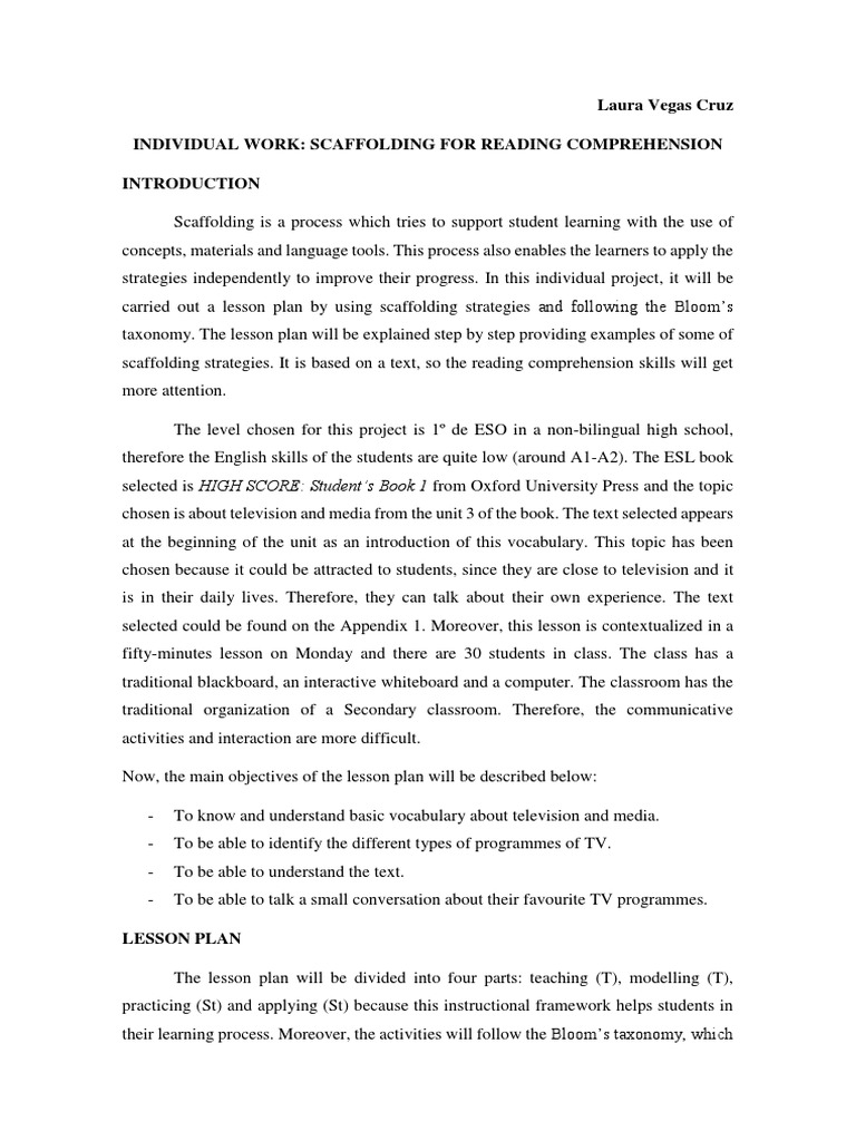 Scaffolding Strategies for Reading Comprehension | PDF | Lesson Plan ...
