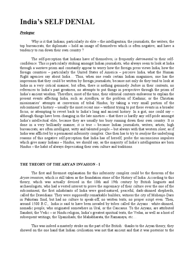 India's SELF DENIAL | PDF | Partition Of India | British Raj