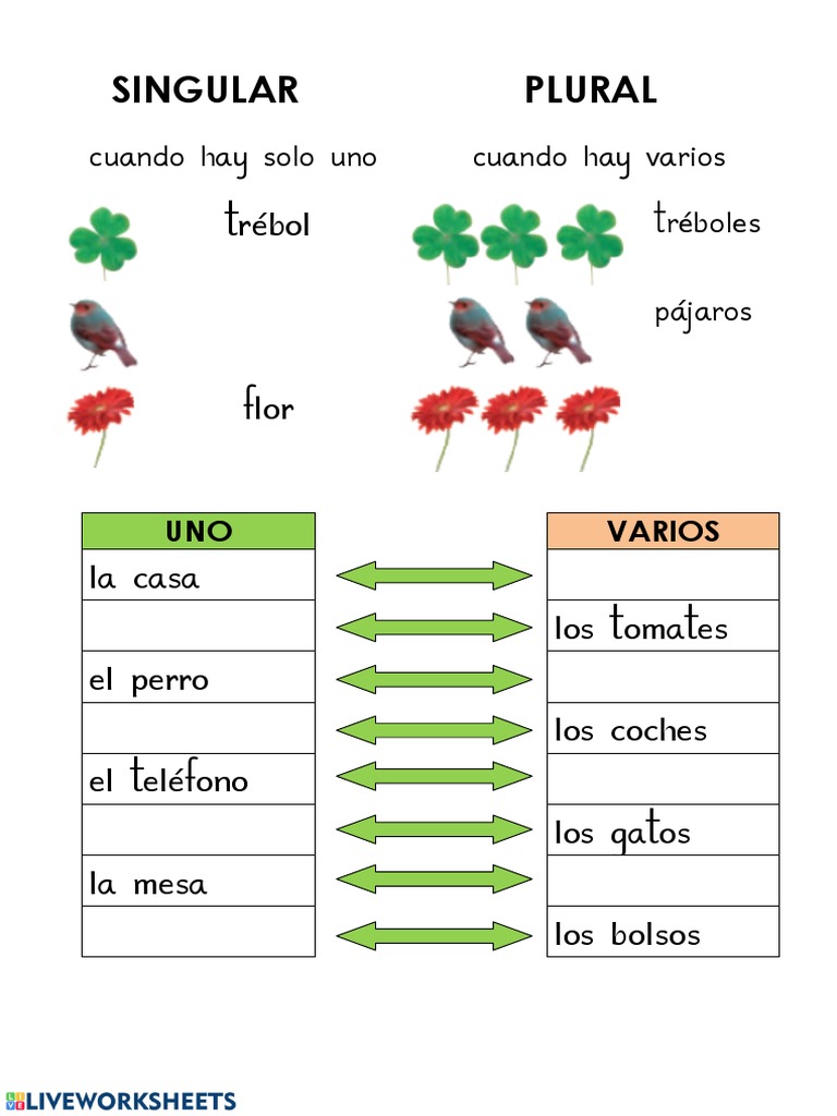 Sustantivos singulares y plurales en español con ejemplos | PDF