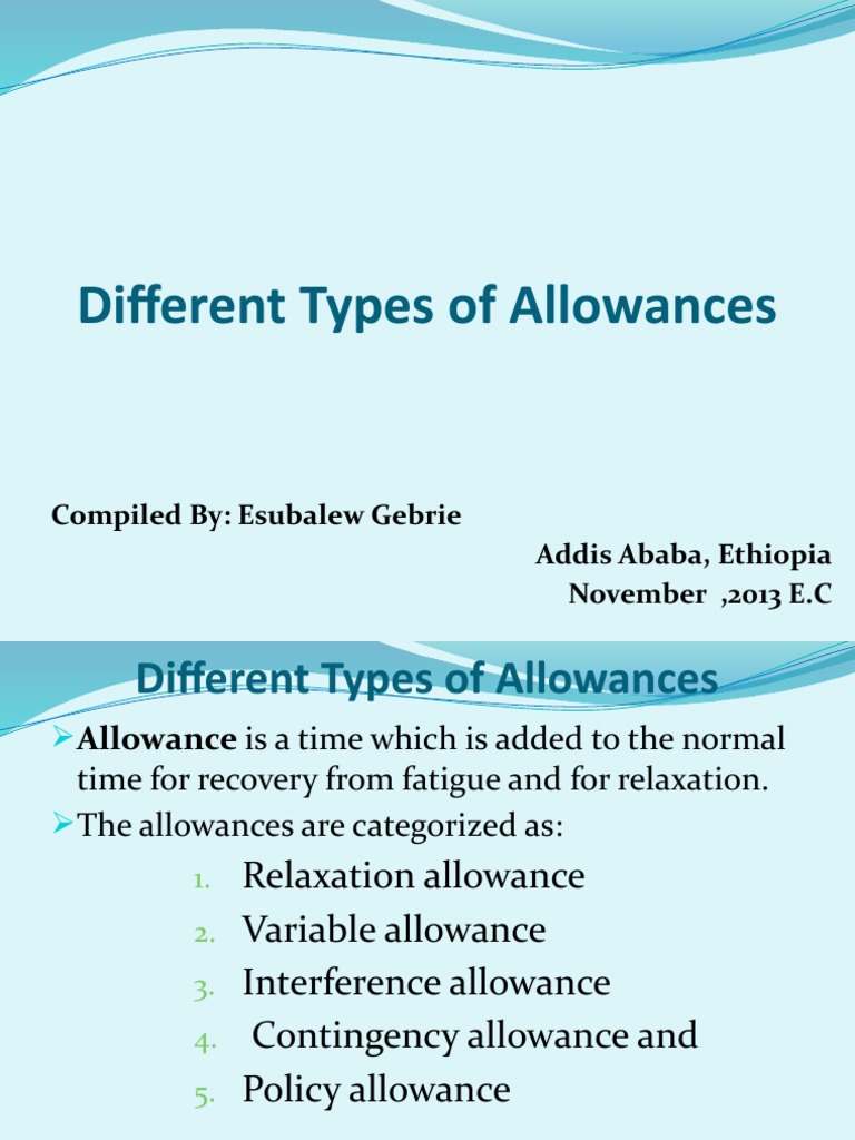 Different Types of Allowances | PDF