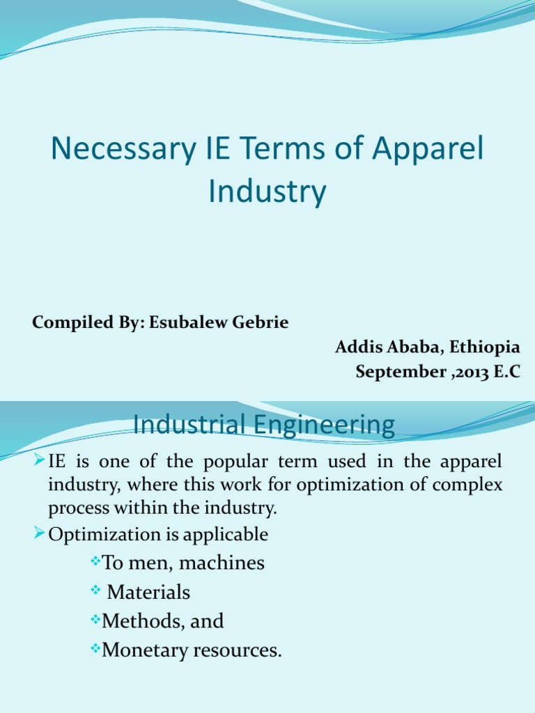 Key IE Terms in Apparel Industry | PDF | Employment | Factory