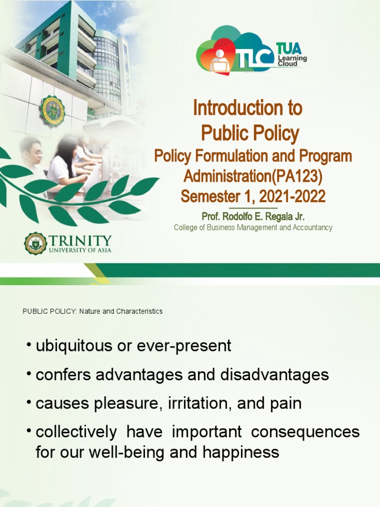 Introduction To Public Policy: Policy Formulation and Program ...