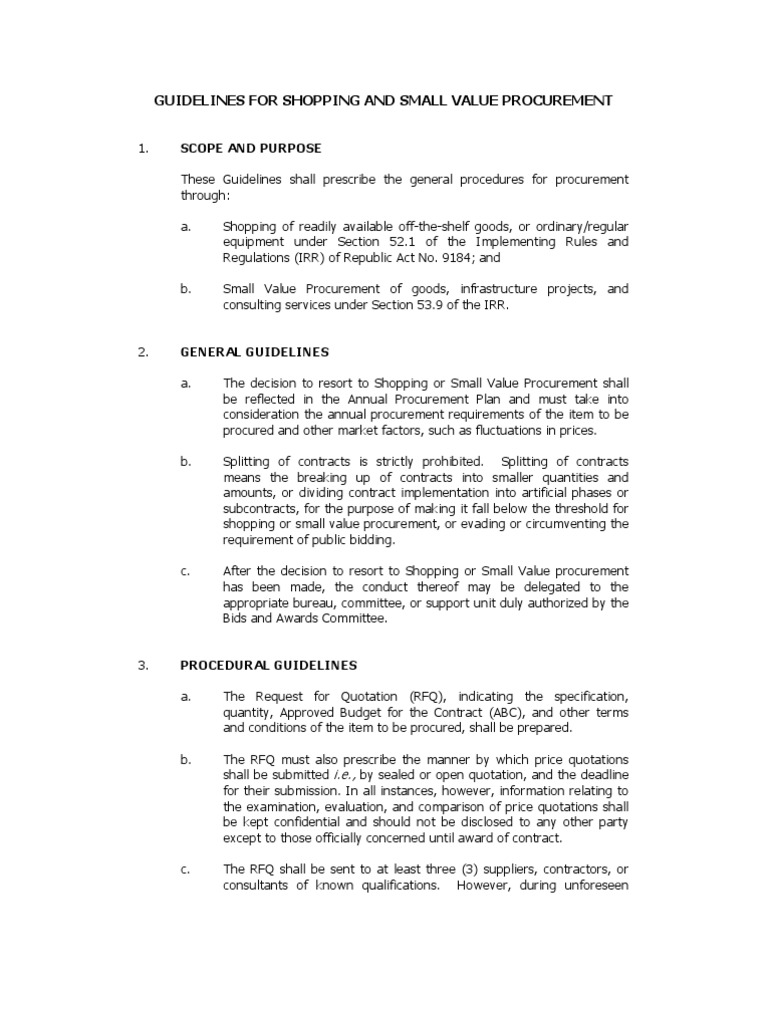 Shopping - Small Value Procurement | PDF