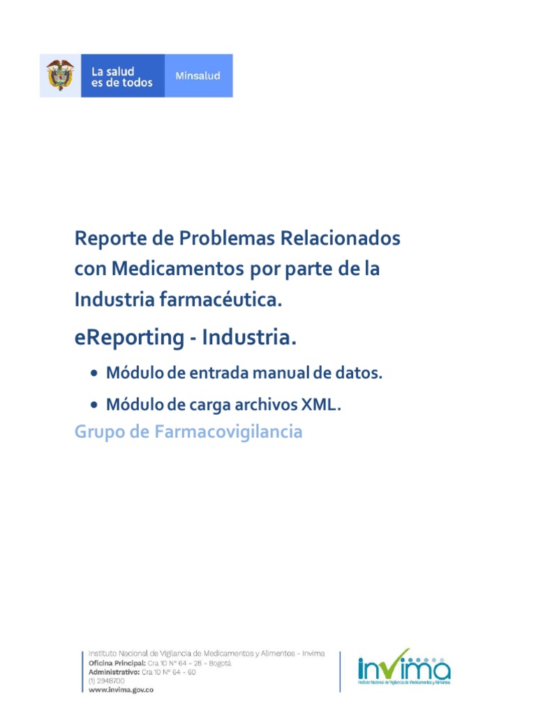 Instructivo Ereporting Industria V1-1 | PDF | Medicamentos con receta ...