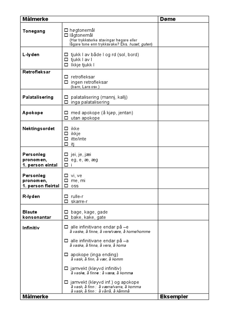 Målmerker Skjema | PDF