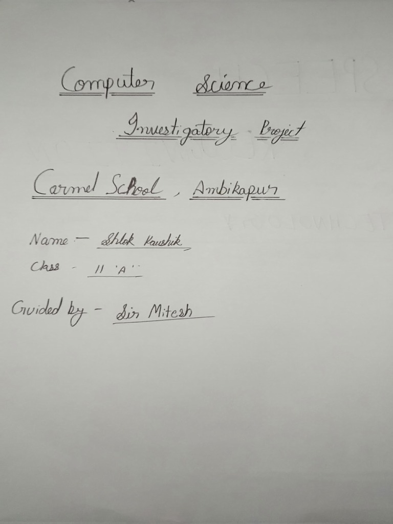 Computer Science Investigatory Project | PDF