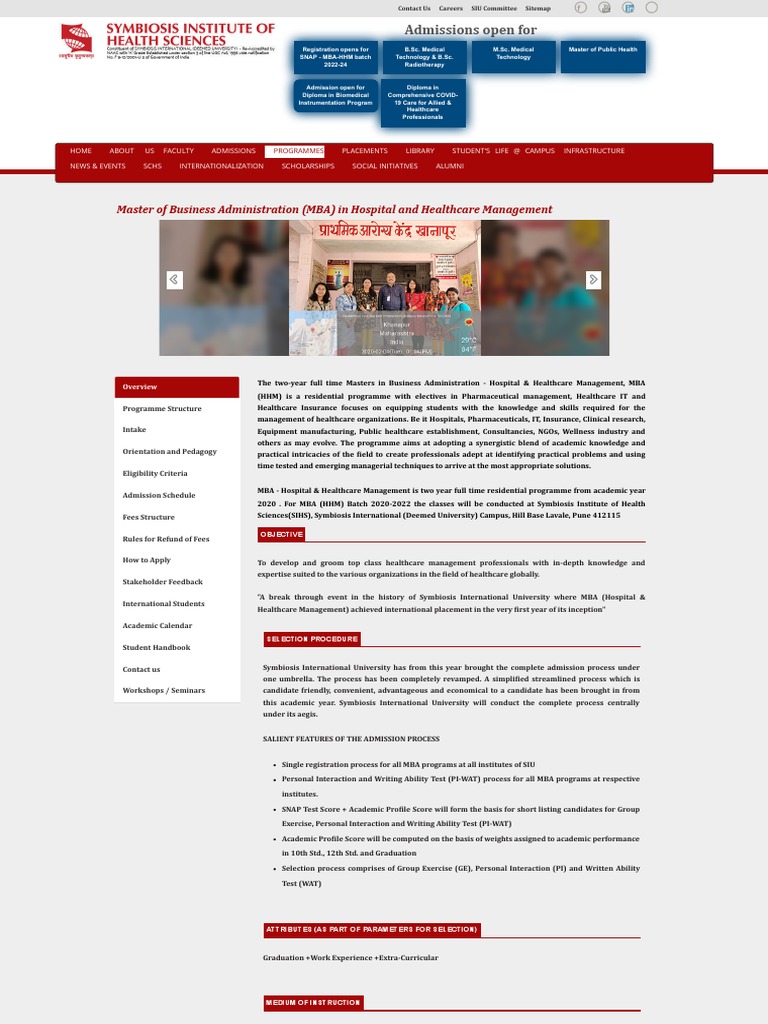 MBA in Hospital Management Overview | PDF | Master Of Business ...