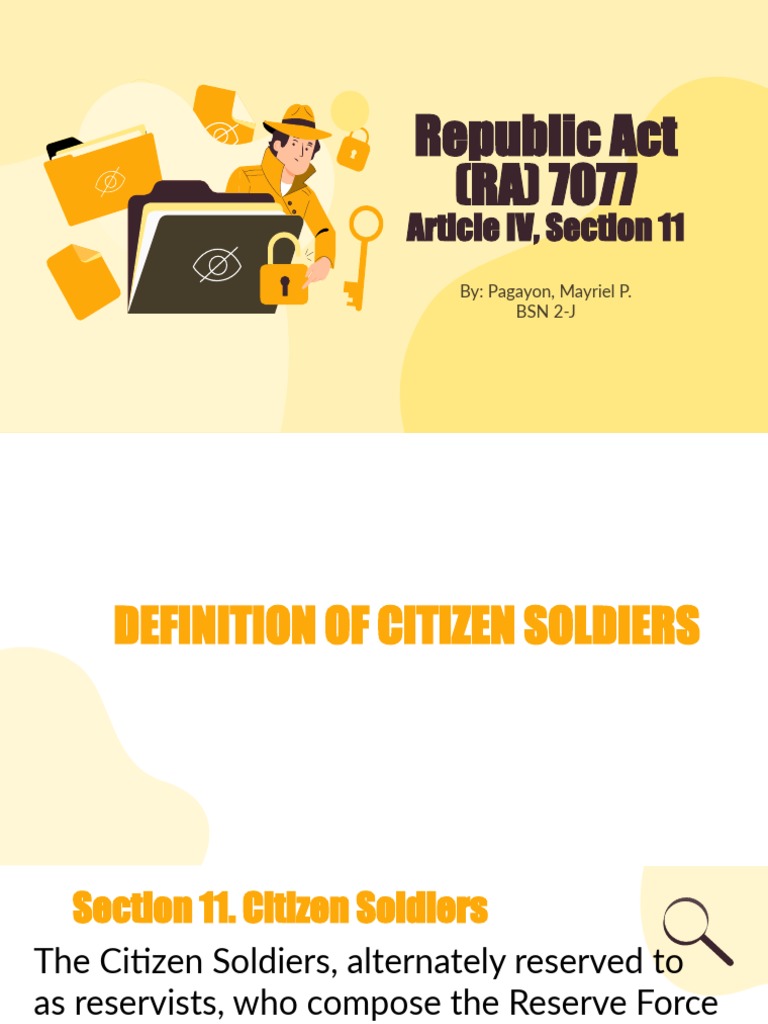 Definition of Citizen Soldiers in RA 7077 | PDF | History