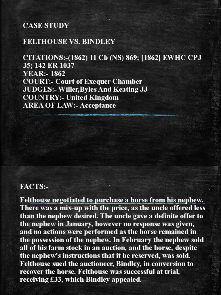 Felthouse v Bindley: Silence as Acceptance | PDF | Law