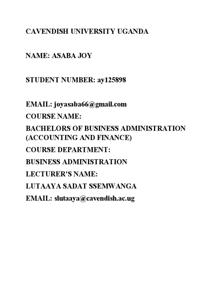 Cavendish University Uganda | PDF | Business | Entrepreneurship