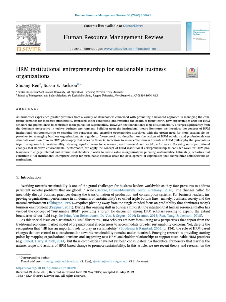 Journal - HRM For Sustainanble Business Organization | PDF ...