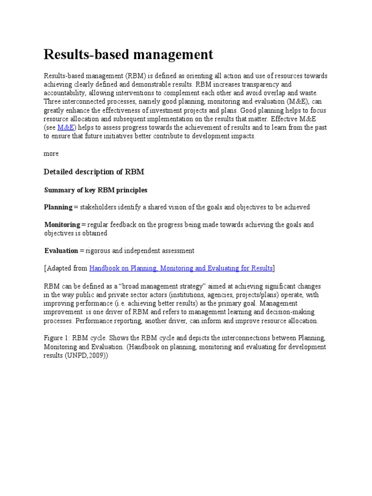 Results-Based Management: Detailed Description of RBM | PDF ...