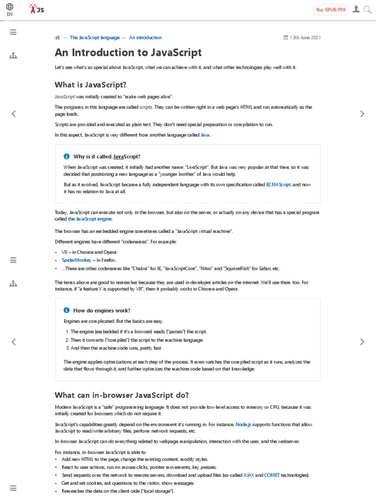 An Introduction To JavaScript | PDF | Java Script | Cyberspace