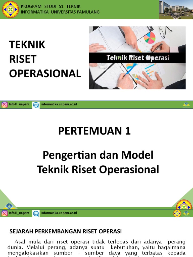 Teknik Riset Operasional - Pertemuan 1 | PDF | Seni | Komputer