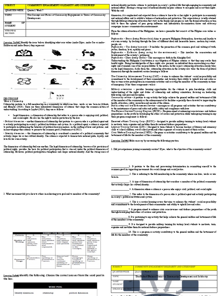 CESC Task Sheet Week 7 and 8 | PDF | Non Governmental Organization ...