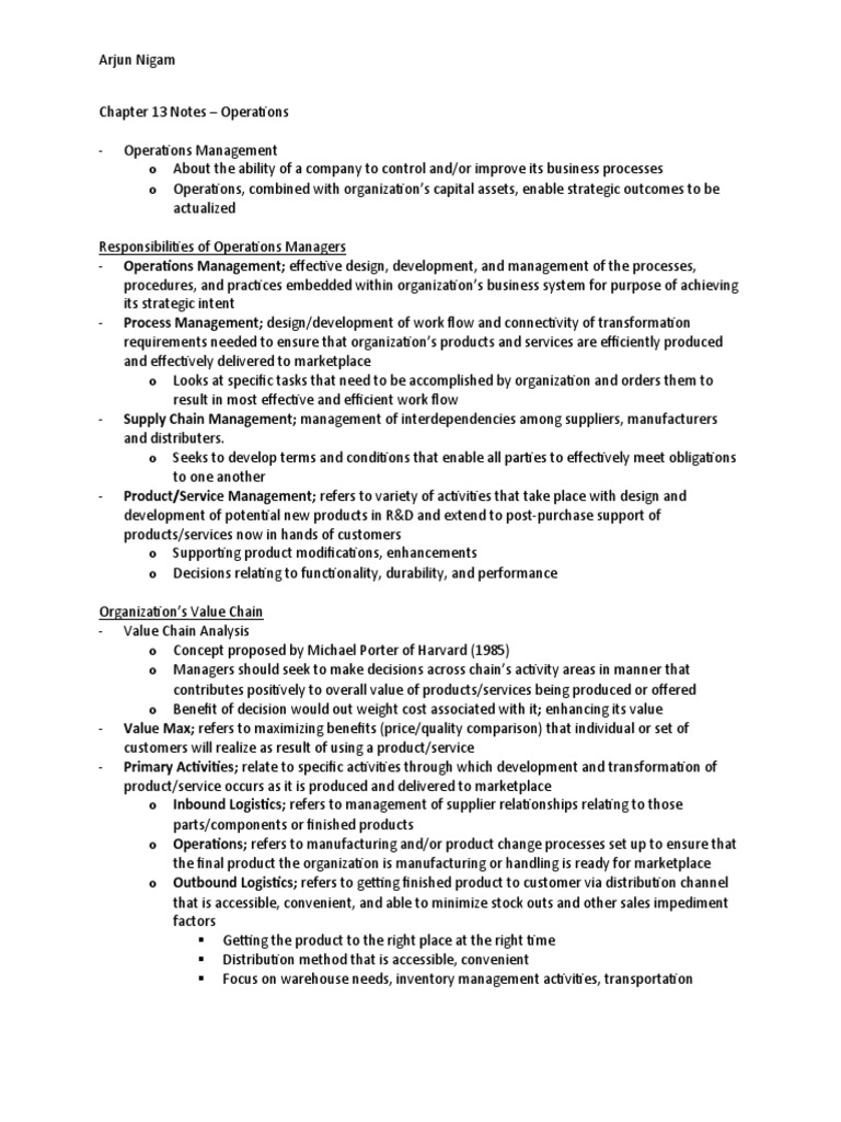 Chapter 13 Notes | PDF | Supply Chain Management | Logistics