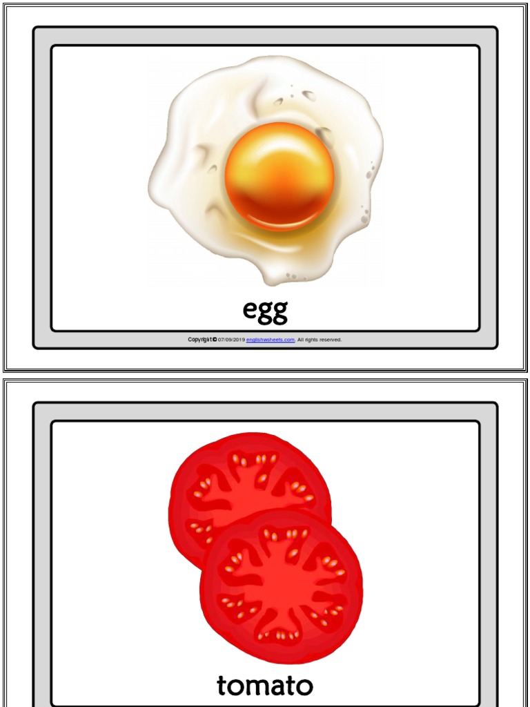 Breakfast Vocabulary Esl Printable Flashcards With Words For Kids | PDF