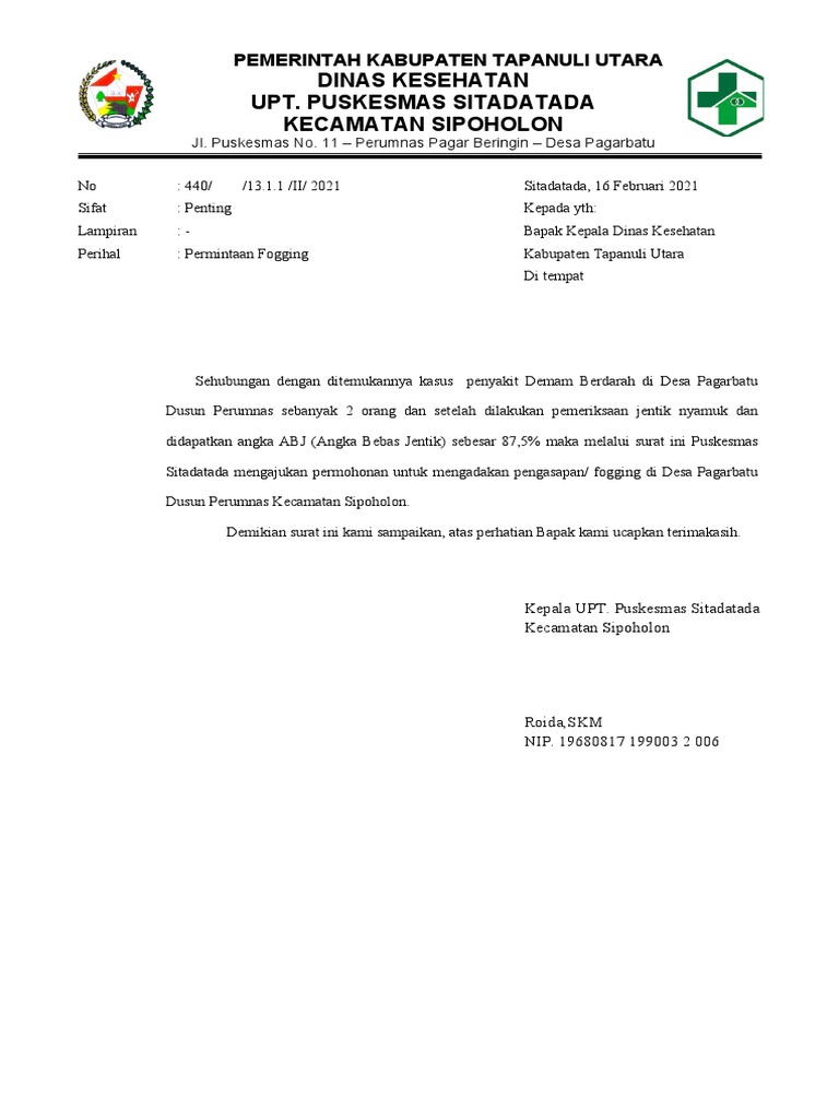 Surat Permintaan Fogging | PDF