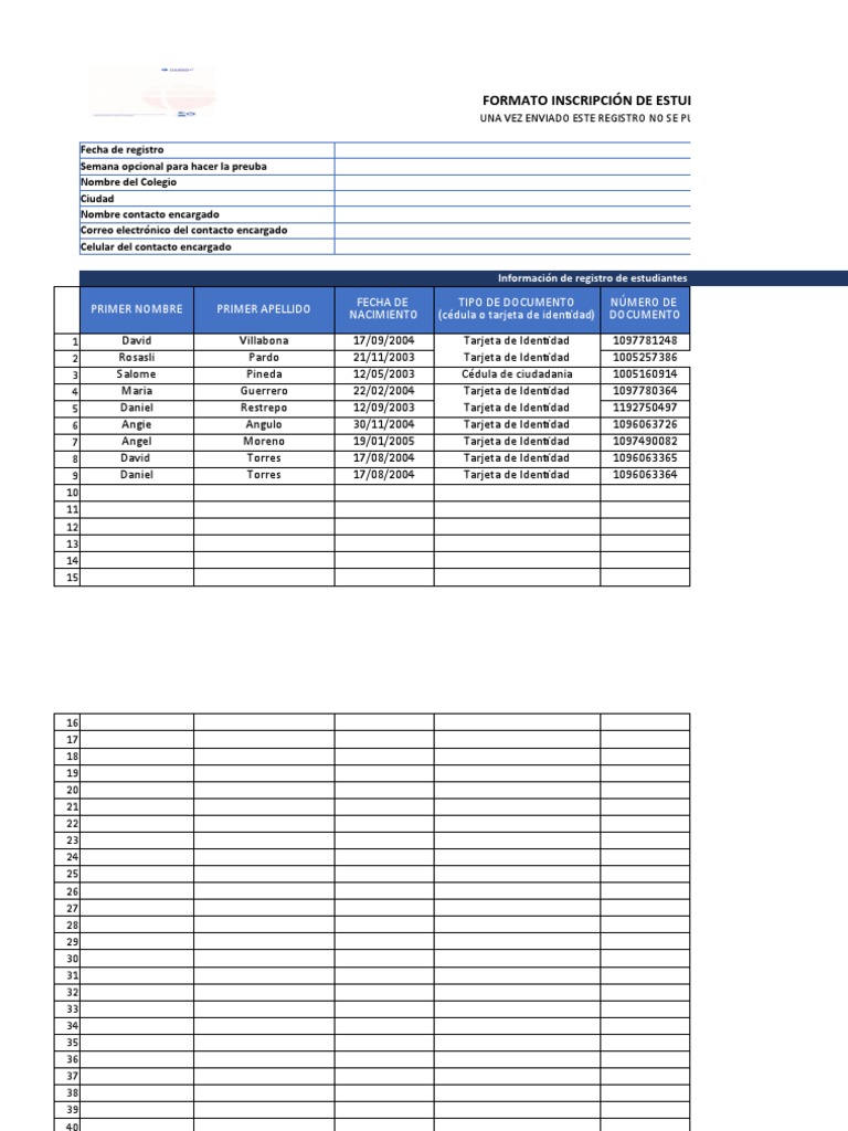Formato de Registro TOEFL ITP | PDF