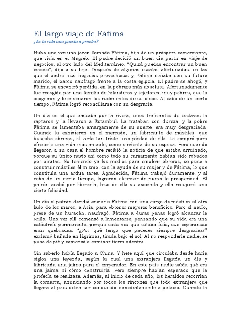 El Largo Viaje de Fátima (Cuento Sufí) | PDF