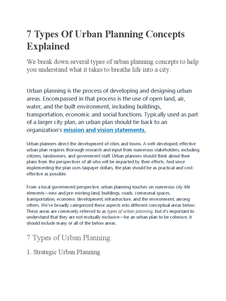7 Types of Urban Planning Concepts Explained | PDF | Urban Planning ...